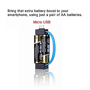 Xdodnev Portable Magnetic AA/AAA Battery Micro USB Emergency Charger for Android Phone, Black, 1 Pc