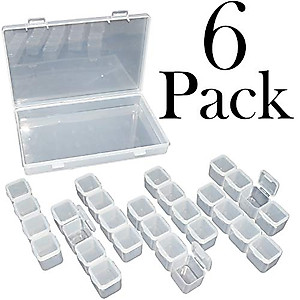 6 Pack Diamond Painting Storage Boxes, 28 Grids Per Case for a Total of 168 Snap to Close Compartments for Resin Diamonds, Beads, Nail Rhinestones, and More - SciencePurchase
