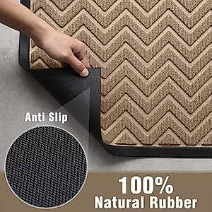 AMAGABELI GARDEN & HOME Outside Shoe Mat Rubber Doormat for Front Door 18"x 30" Outdoor Mats Entrance Waterproof Rugs Dirt Debris Mud Trapper Carpet for Patio Non Skid Doormats BG043