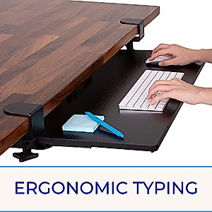 Stand Steady Premier Clamp-On Keyboard Tray | Extra Large 27-Inch Keyboard Shelf for Ergonomic Typing | Heavy Duty Wood Tray & Metal Frame | Sliding Desk Tray & Under Desk Drawer (Black) 