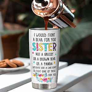 Mothers Day Gifts For Sister, Birthday Gifts For Bestie, Best Sister Ever Gifts, Big Sister Gifts For Women Best Friends, 20oz Stainless Steel Insulated Coffee Tumbler, Sister Gifts For Her