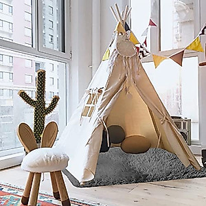 TTLOJ Rectangle Rug, Area Rug for Kids Play Tent, Mat Pad for Kids Playhouse for Nursery Baby Room, Children Room Home Decor Dormitory Soft Velvet 50.5" Lx38.5 W Gray