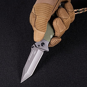 Bundle of 2 Items - Knife for Men with Sheath - Black Tactical Knives - Cool Hunting Knofe Fixed Blade Knife with Serrated Blade - Folding Tactical Knives Japanese Tanto Blade Knives - Work Knife