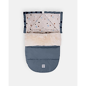 7AM Enfant Universal Stroller Footmuff - Water Repellent Winter Bunting Bag for Strollers & Car Seats, Soft Micro-Fleece & Plush Lined Stroller Footmuff | Ash Blue, Print Pebbles