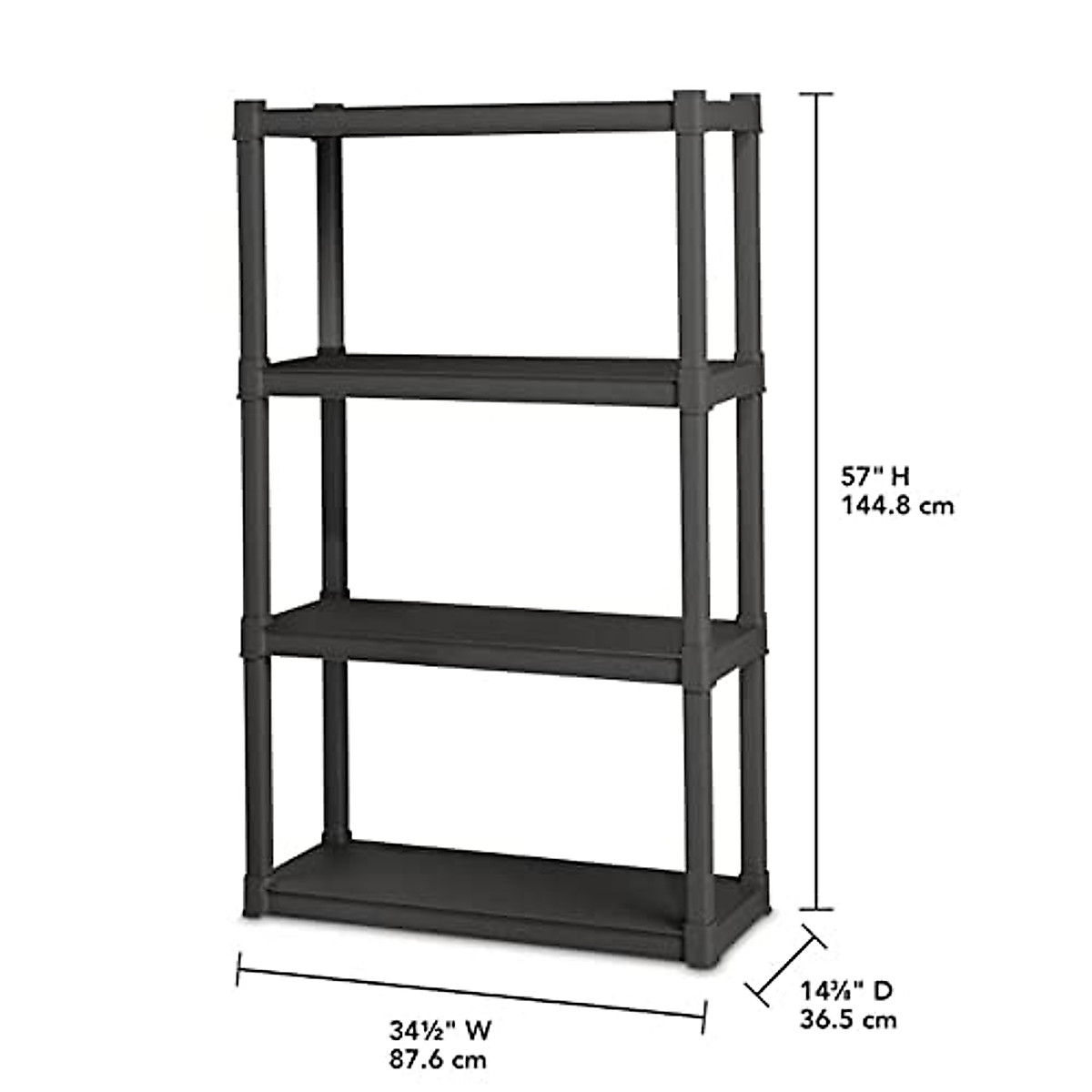 Sterilite Plastic Indoor Outdoor 4 Shelf Durable Shelving Unit for Garage, Basement, Sun Porch, Outbuilding or Shed, 50lb Shelf Max, Gray, 2 Pack