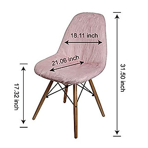 GIA Contemporary Armless Wood Legs and Removable Faux Fur Chair Cover, Champagne Pink