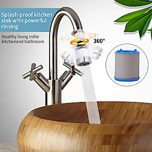 KALIONE 360 Rotating Faucet Water Filter, Removes Heavy Metals and Hard Water, Made of ABS and Stainless Steel, Easy to Install