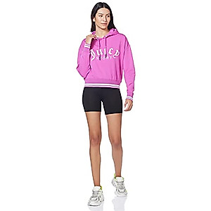 Juicy Couture Women's Cropped Logo Pullover Hoodie, Wild Fuchsia, Large