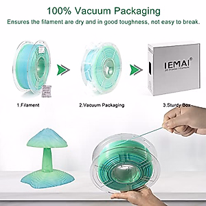 IEMAI PETG Filament 1.75mm, Translucent Blue Green High Speed 3D Printer Filament 50-600mm/s, Color Change Gradient Filament 1kg(2.2lbs) Spool Dimensional Accuracy +/- 0.02mm