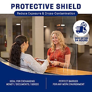 SignHero Sneeze Guard | Large, Sturdy ¼” Acrylic Plexiglass Shield | USA-Made, Fast Shipping, 30 Second Setup | Plexiglass Barrier for Counter, Reception, School, Office (Multiple Sizes)