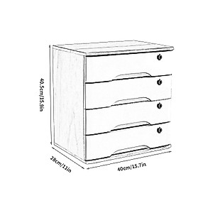YUZDNM Desktop Storage Box with Drawers - Desktop File Cabinet, with Lockable Drawers Wooden Desktop Storage Box, Office Supplies A4 File Organizer, 4 Tier Flat File Cabinet (Color : A)