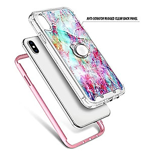 NGB Supremacy Compatible with iPhone XR Case, Full Body Protection with [Built-in Screen Protector] Ring Holder/Wrist Strap, Slim Fit Shockproof Bumper Durable Cover Case (Marble Fantasy)