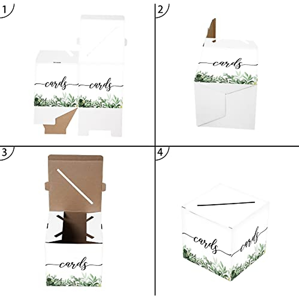 ZEDEV Greenery Floral Card Box, Reception Box for Baby Shower, Wedding, Bridal Shower, Engagement, Birthday Party Game Supplies, Decorations, Set of 1(BOX-15)