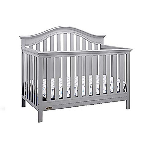StorkCraft Graco Bryson 4-in-1 Convertible Crib,Pebble Gray,Easily Converts to Toddler Bed Day Bed or Full Bed,Three Position Adjustable Height Mattress,Some Assembly Required (Mattress Not Included)