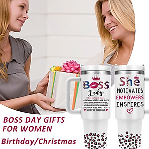 Boss Day Gifts for Her - Boss Gifts for Women - Boss Lady Gifts Tumbler, Gifts for Boss Woman, Boss Birthday Gifts for Women, Boss Gifts for Christmas, Boss Tumbler Cup (40 oz，with Lid and Straw)