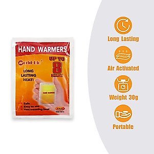 Hand Warmers Disposable, Instant for Skiing, Winter Hunting - Hot Pocket Warmer 20 Individual Count Long Lasting Safe Natural Odorless Air Activated Up to 8 Hours of Heat, white