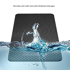 Ganvol 4 Pack Anti-Slip Sticky Pads 5.3 x 2.7 in, Dashboard Cell Phone Holder, Car Dash Non-Slip Radar Detector Mat, Slide Proof, Heat Resistant Don't Melt Under Hot Sun, Reusable After Washing