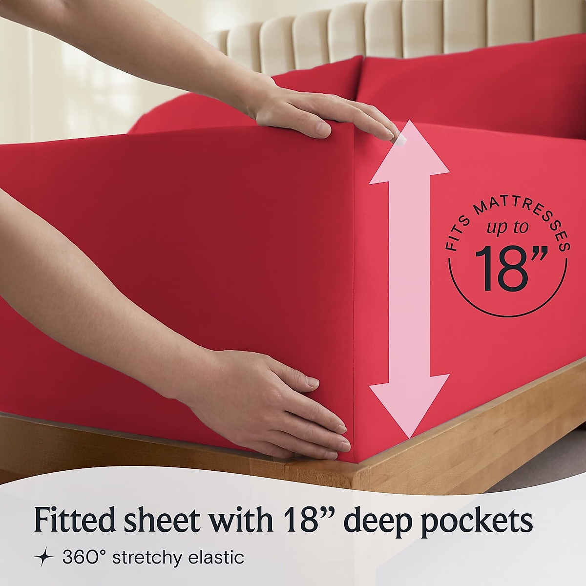 LuxClub 4 PC California King Sheet Set, Breathable Luxury Bed Sheets, Deep Pockets 18" Wrinkle Free Cooling Sheets Machine Washable Hotel Bedding Silky Soft - Red Cal King