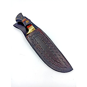 14.56" Forged Steel Bowie Knife with Leather Case , Handmade Hunting Knife For Men , Camping Knife , Utility Knife , Full Tang Blade Knife , Tactical Fixed Blade