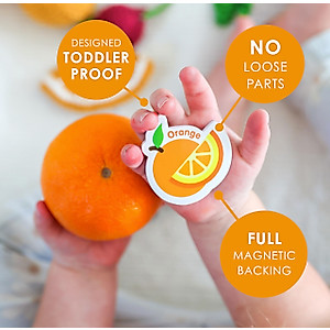 Curious Columbus - Fridge Magnets for Toddlers - Learning Magnets for Toddlers - Set of 52 Toddler Magnets - 26 Big Foam Food Magnets + 26 ABC Alphabet Magnets - Fun Refrigerator Magnets for Kids