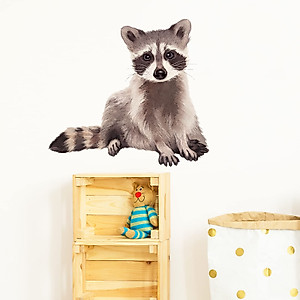 RoyoLam Lovely Raccoon Wall Decal Nursery Animal Wall Sticker Removable Peel and Stick Waterproof Wall Art Decor Stickers for Kids Baby Classroom Living Room Playing Room Bedroom