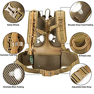 Tactical Hydration Pack Backpack, Military Molle Water Backpack for Hiking Running Cycling Climbing Hunting Fishing(No Water Bladder Included)