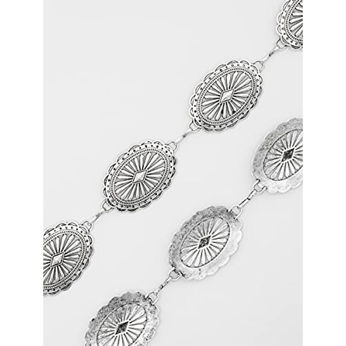 trypro Metal Waist Chain Belt for Women Western Cowgirl Adjustable Concho Silver Chain Belts for Dresses Jeans Gift