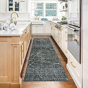 RUGSREAL Area Rug 2x6 Runner Rug Kitchen Mat Vintage Floral Runner Rug Entrance Foldable Rug Washable Hallway Entry Carpet Non Slip Rugs Farmhouse Living Room Bathroom Bedroom Dining Room,Grey