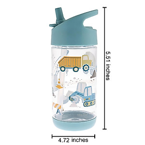 Stephen Joseph, Kids Flip Top Water Bottle, 10 oz Tritan BPA Free, Water Bottle for Girls & Boys, Back to School Flip Top Bottle, Construction