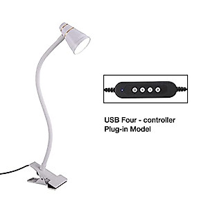 ALAMPEVER LED Clip Desk Lamp,3 Color Modes Book Light,10-Level Adjustable Brightness Dimmer Desk Lamp with Adapter, CRI 90+ Eye Protection Clip on Desk Light with 2700-6500K USB Clamp Light-White