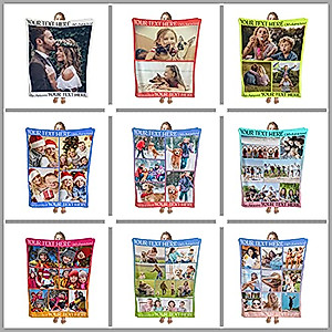 Custom Blanket with Photo & Text, Personalized Flannel Throw Blankets Upload Any Photo Custom Gifts for Dad, Mom, Family, Friends, Couples, Dogs, 30"x40" - 1 Photo