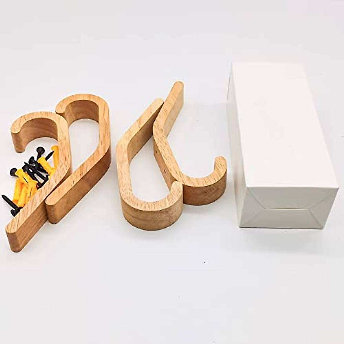 MRYUWB 4 Pcs Nature Wooden Coat Hooks Wall Mounted, Vintage Single Wall Wood Hook, Wood Wall Storage Organizer Hangers for Hats, Coats, Backpack (Natural Color)