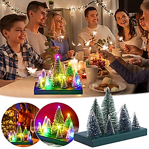 Mini Christmas Trees, Artificial Christmas Tree Desktop Decoration with LED Colour Lights, Xmas Christmas Tree Festival Gift Ornament #P
