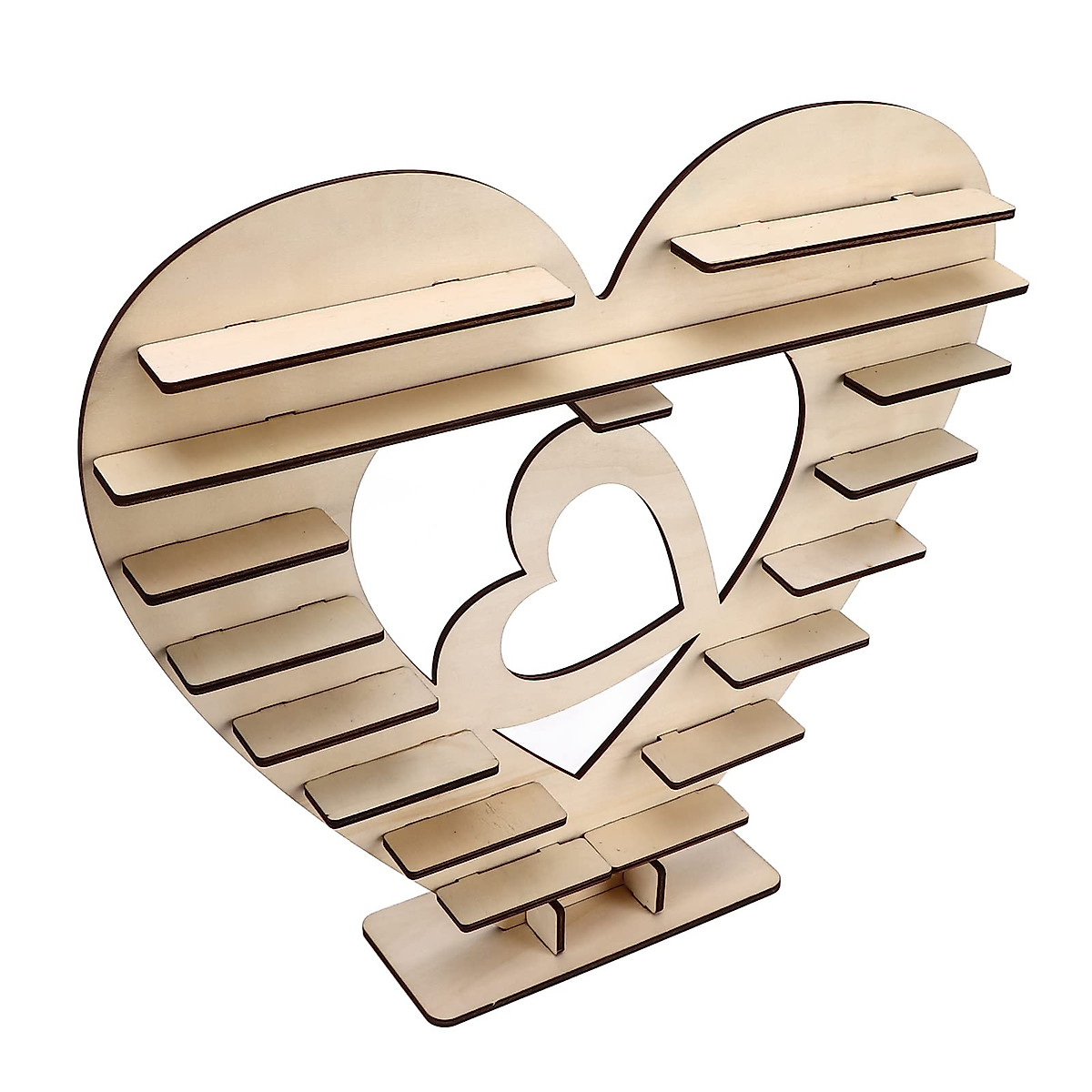 Wooden Chocolate Stand, Easy Assembly Cupcake Holder Eco Friendly Heart Shaped for Party for Wedding