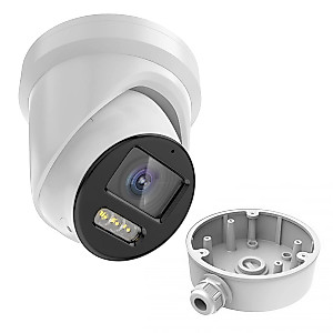 DS-2CD2387G2-LU/SL 4K 8MP ColorVu IP Camera Strobe Light and Audible Warning Fixed Turret Network Camera Human and Vehicle Motion Detection Bundle with DS-1280ZJ-PT6 Water-Proof Junction Box Mount