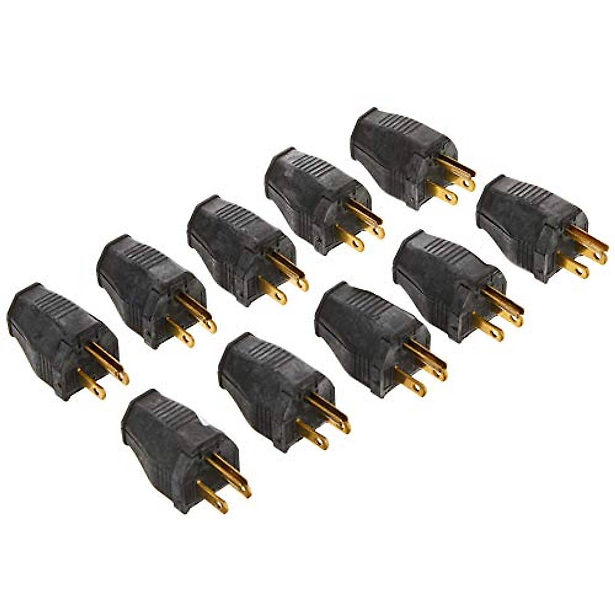 Leviton 3W101-E 2-Pole 3-Wire Grounding Plug, 10-Pack, Black
