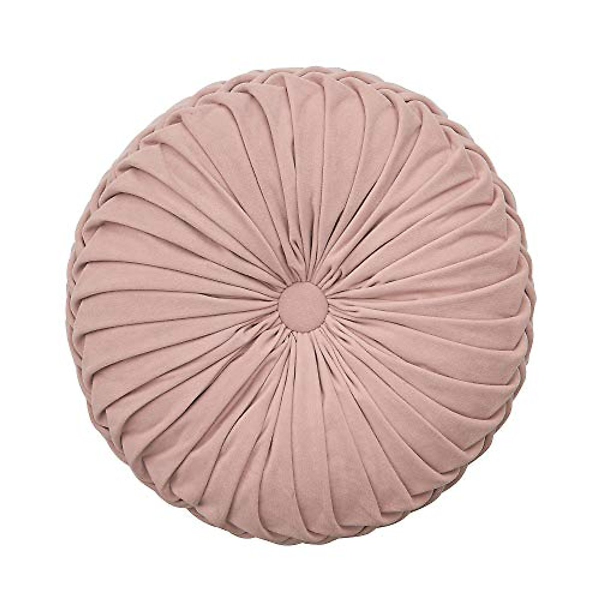 Cassiel Home Pink Round Throw Pillow Handmade Pleated Decorative Floor Pillow Back to School Gift for Girls Velvet College Dorm Room Throw Pillow 14.5 inches
