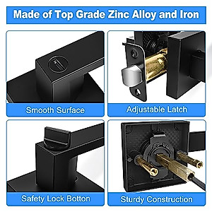 Onateel 6 Pack Modern Black Door Handles Privacy Door Levers Black Door Knobs Interior Heavy Duty Reversible Door Locks Keyless Square Interior Door Handle