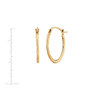 Welry Oval Twisted Hoop Earrings for Women, 14K Yellow Gold, Jewelry Gift Idea, 16mm