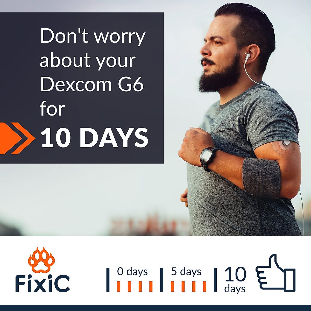 FixiC – Adhesive Patches for G6 – 25 Pack Premium Waterproof Adhesive Patches – Pre-Cut Back Paper – Adhesive Patch for G6 – Long Fixation! (Transparent)