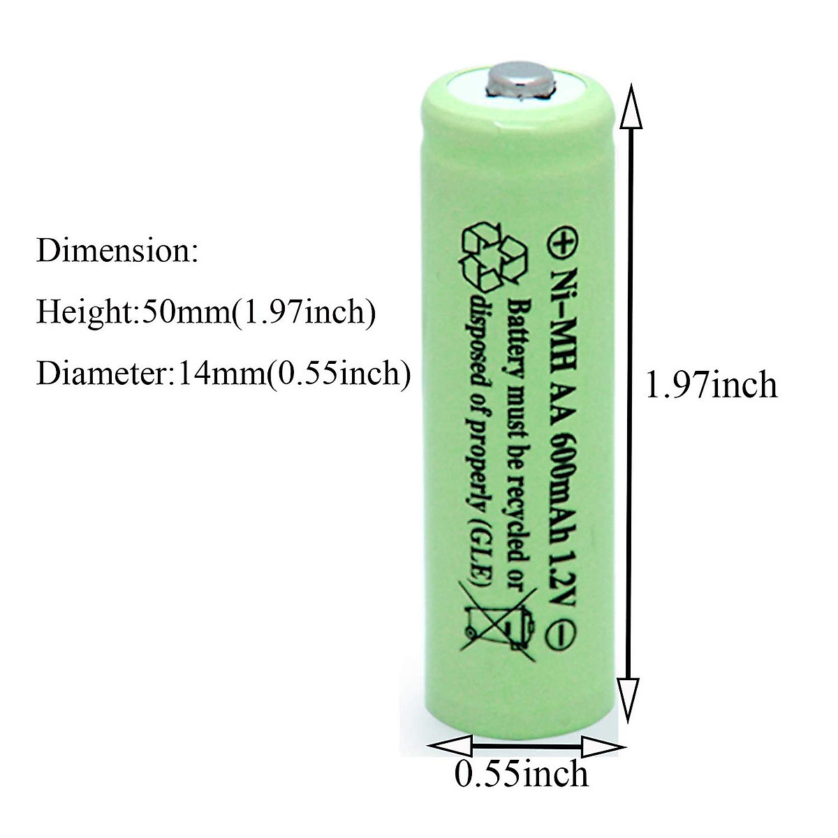 BAOBIAN AA 600mAh 1.2V NiMH Rechargeable Batteries for Solar Light,Solar Lamp,Garden Lights Green(4 PCS)