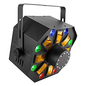 Chauvet DJ Swarm Wash FX 4-in-1 DJ Light with RGBAW Rotating Derby, RGB+UV Wash, Ring of White SMD Strobes and 1 Year Free Extended Warranty