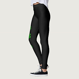 Saint Patrick Day Workout Leggings Women Shamrock Printed Yoga Leggings Tummy Control High Waist Fitness Pants