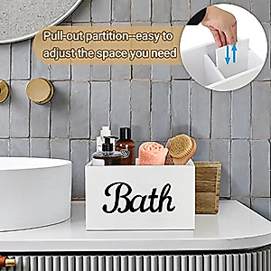 Tampon and Pad Holder Organizer for Bathroom, Decorative Bathroom Container with Lid, Bathroom Accessories Organizer Storage Box, Wood 3 Compartments Cotton Swab Ball Qtip Container with Lid