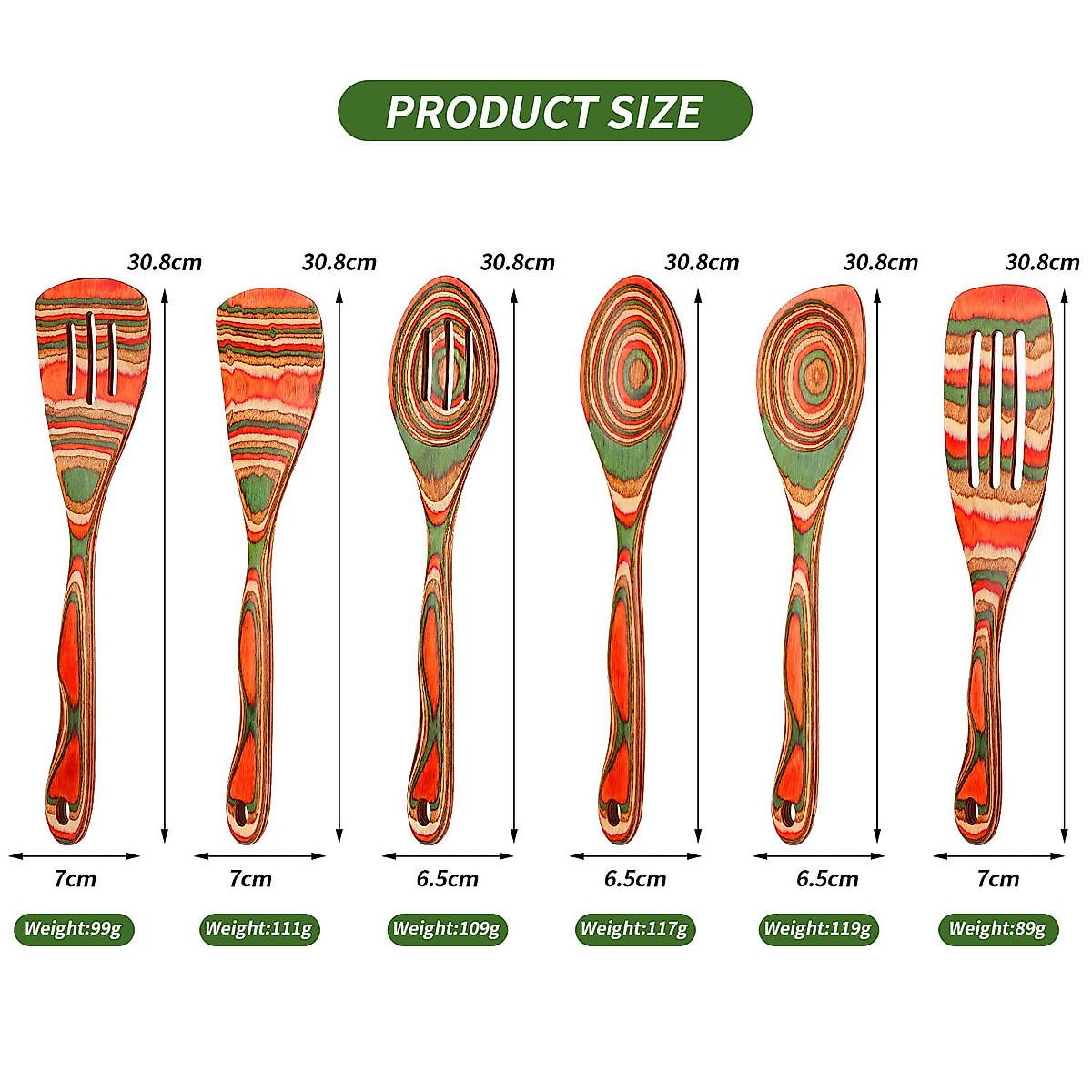 Wooden Spoons for Cooking, WOSPONFAN Kitchen Utensils Set, Pakkawood Kitchen Cooking Utensils Set, Apartment Essentials Wood Serving Spatula spoon, Salad Tongs, Home & kitchen Gift for Women