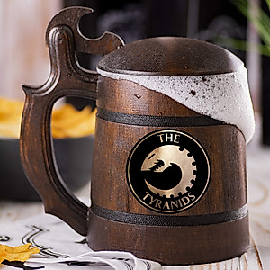 Tyranids Beer Stein, Personalized 40K Wooden Beer Mug, Wooden Tankard