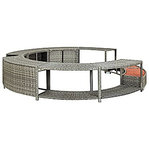 vidaXL Spa Surround Home Garden Outdoor Patio Lawn Yard Pool Spa Accessory Backyard Swimming Relax Hot Tub Surround Gray Poly Rattan