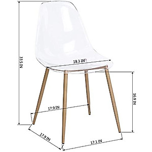 GreenForest Dining Table White Modern Round Table and Acrylic Ghost Dining Chairs Set of 4, Clear Dining Chairs with Crystal Transparent Seat