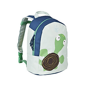 Lassig Kids Backpack for Kindergarten or Pre-School with Chest Strap, Name Badge and Drink Bottle Holder, Wildlife Turtle