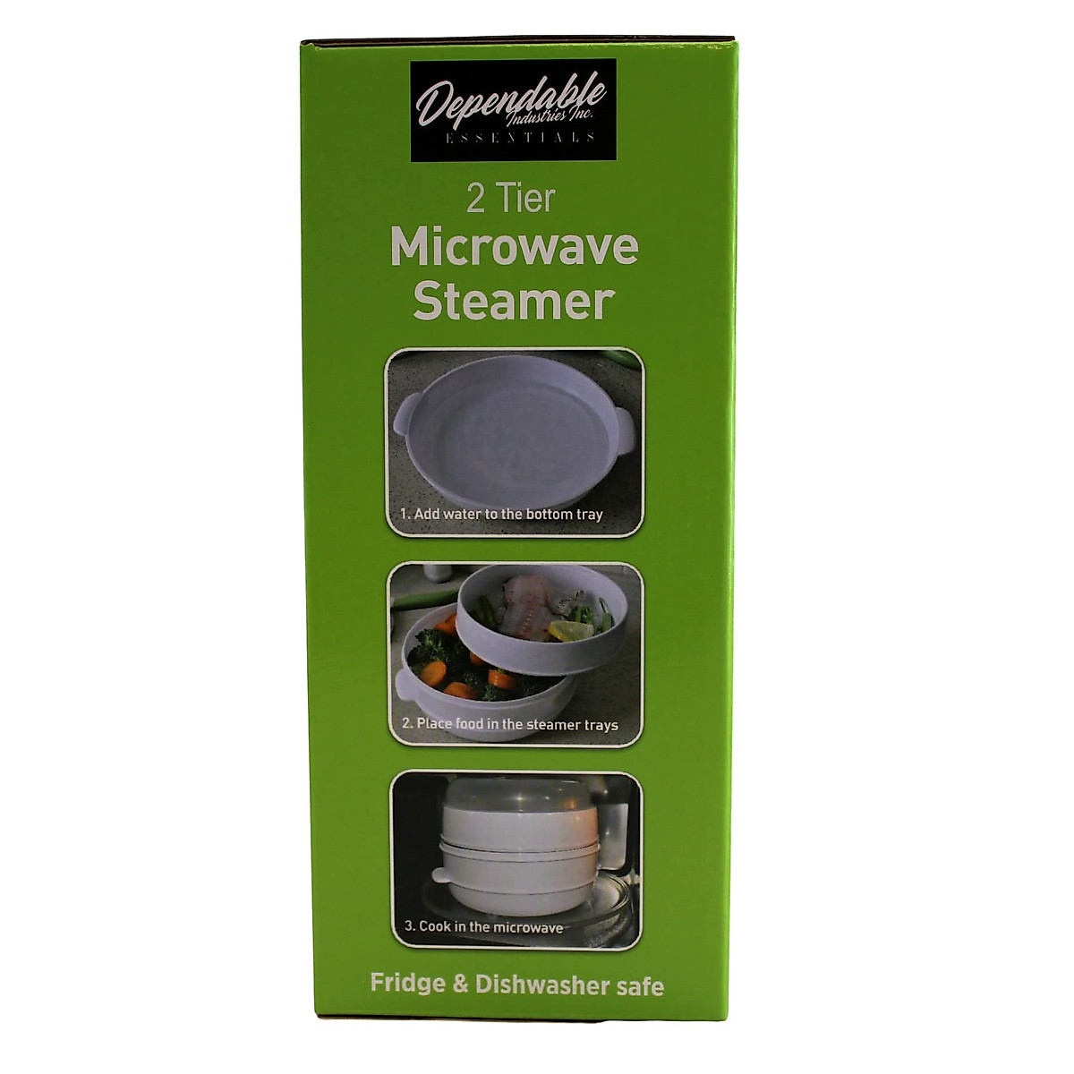 Dependable Industries 2 Tier Microwave Steamer Healthy Cooking Quick Fast Vegetables Meats Poultry Fish No Oil Needed! BPA FREE